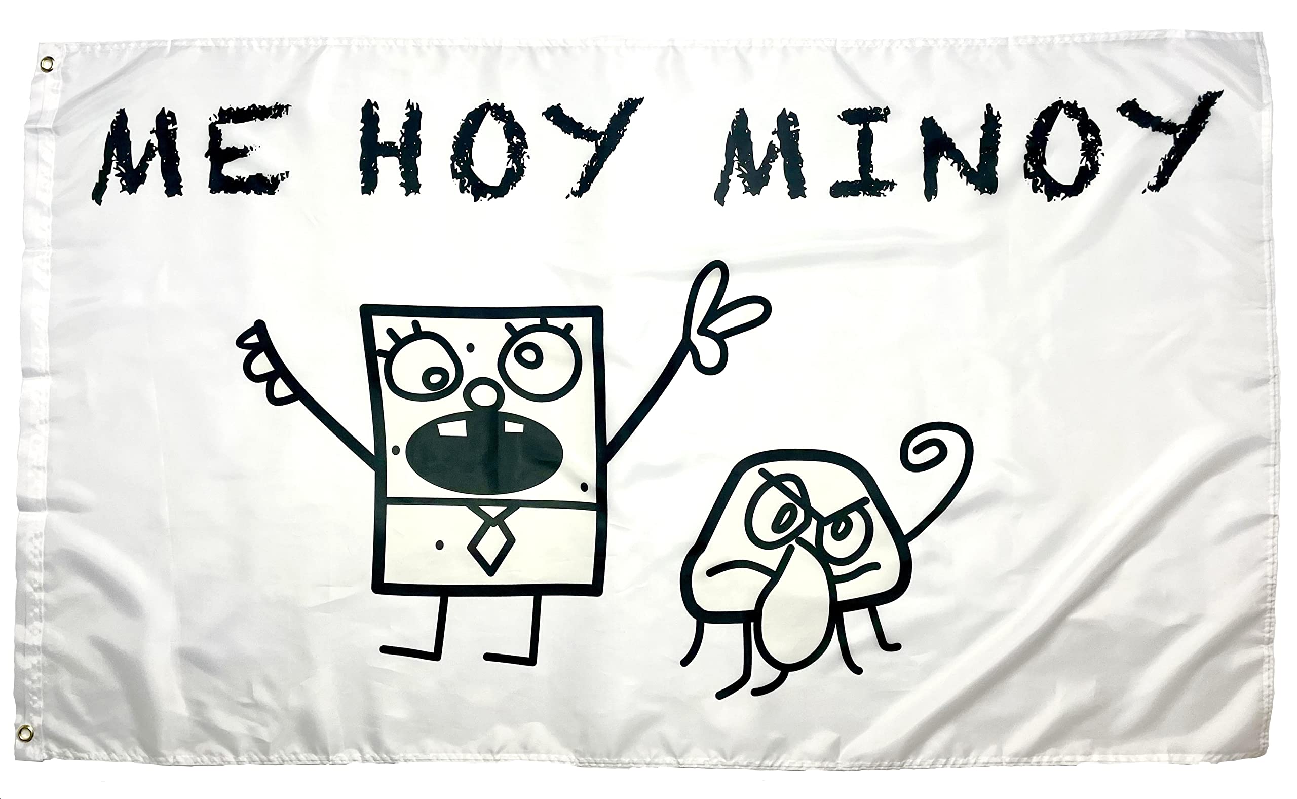 DoodleBob Me Hoy Minoy flag 3x5 feet - funny college dorm wall banner - for apartment home indoor and outdoor - by BelleJunge