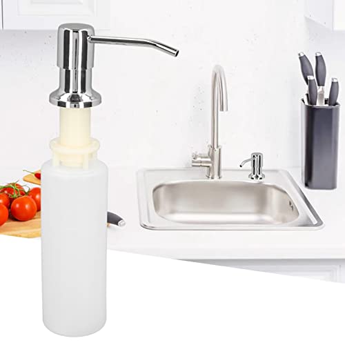 Garosa Soap Dispenser for Kitchen Sink Stainless Steel Built in Soap Dispenser Countertop Pump Head with 10 oz Soap Bottle (9509C Chrome Sink Soap Dispenser)