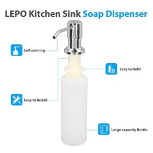 Garosa Soap Dispenser for Kitchen Sink Stainless Steel Built in Soap Dispenser Countertop Pump Head with 10 oz Soap Bottle (9509C Chrome Sink Soap Dispenser)