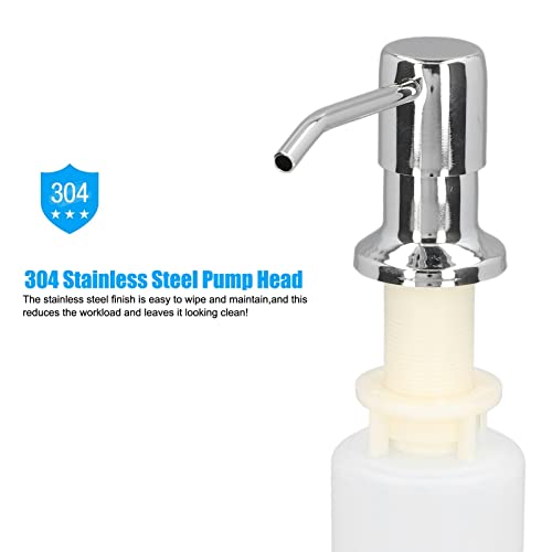 Garosa Soap Dispenser for Kitchen Sink Stainless Steel Built in Soap Dispenser Countertop Pump Head with 10 oz Soap Bottle (9509C Chrome Sink Soap Dispenser)