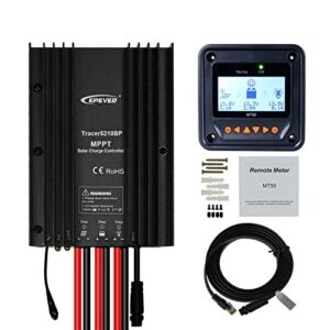 epever mppt charge controller 30a 12v 24v auto max pv 100v 390w/780w solar panels regulator waterproof ip67 kit for sealed, gel, flooded, lithium & user types (mppt 30a+mt50+rs485)