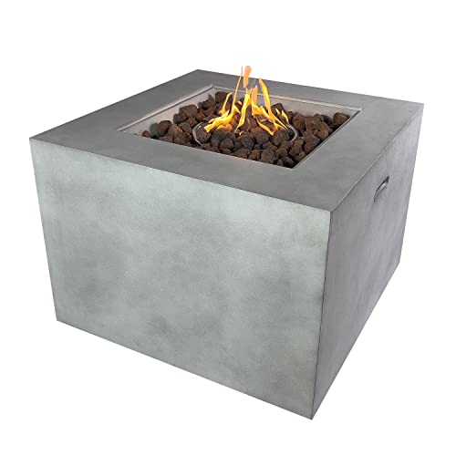 Kinger Home 32-Inch Outdoor Propane Smokeless Concrete Fire Pit for Patio, 50,000 BTU CSA Certified, Square