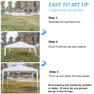 Gappys Carport Canopy Tent 10x10 FT - Heavy Duty White Commercial Party Wedding Gazebo Carport Shelter