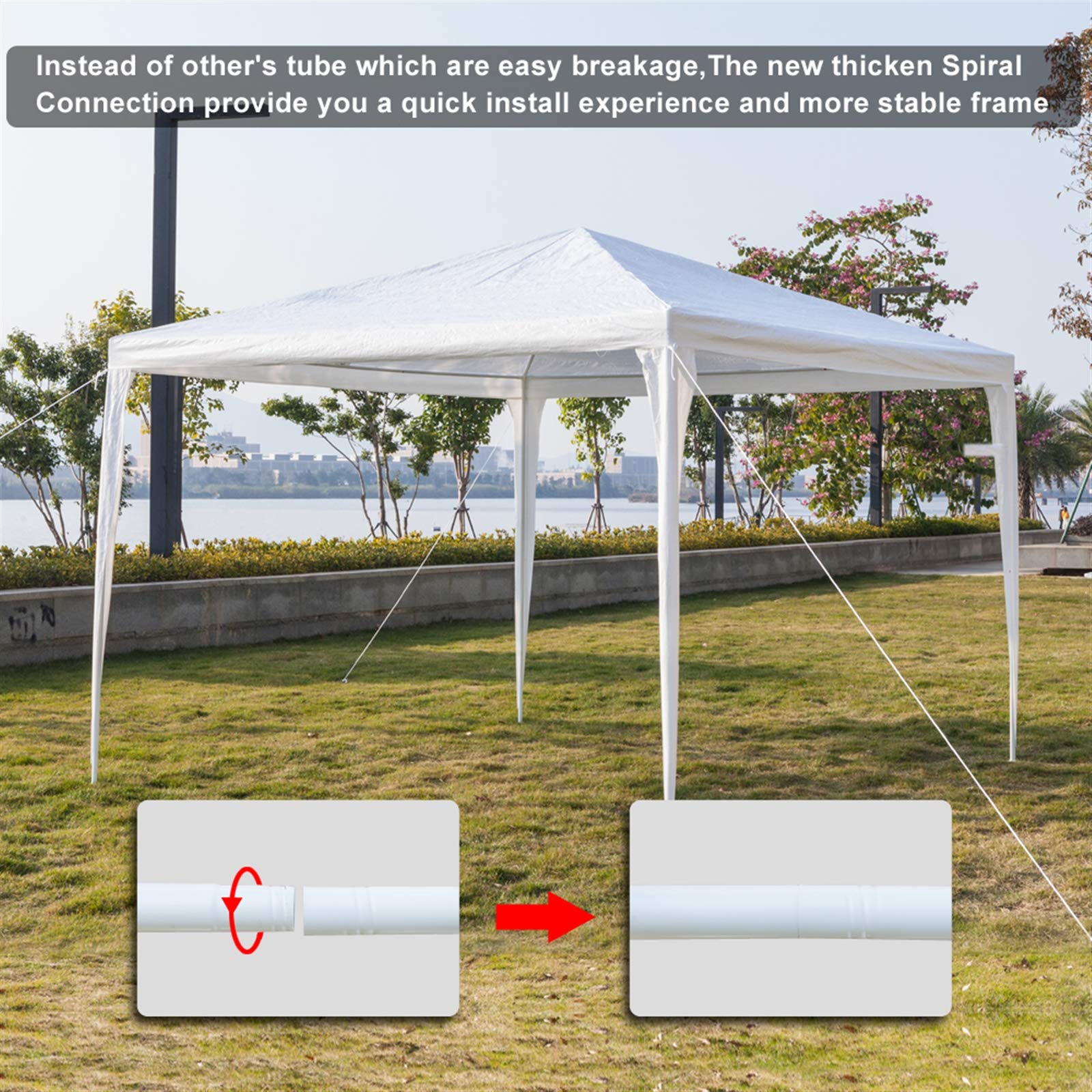 Gappys Carport Canopy Tent 10x10 FT - Heavy Duty White Commercial Party Wedding Gazebo Carport Shelter