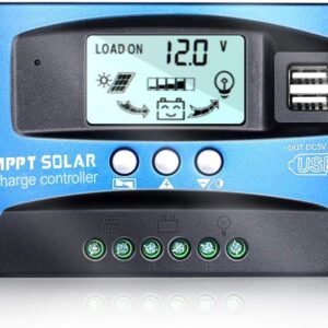 MPPT Solar Charge Controller 60 Amp,12V/24V Solar Panel Charger Intelligent Regulator with Dual USB Port+LCD Display (60A,12V/24V)