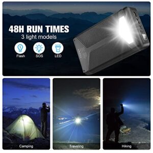 X-DNENG Solar Power Bank, 36000mah Portable Quick Solar Charger with Dual 3A Outputs & Flashlight 3 Solar Panel for Camping, Hiking, Fishing & More Outdoor Activities (Black)