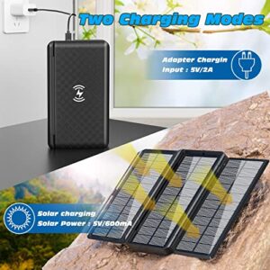 X-DNENG Solar Power Bank, 36000mah Portable Quick Solar Charger with Dual 3A Outputs & Flashlight 3 Solar Panel for Camping, Hiking, Fishing & More Outdoor Activities (Black)