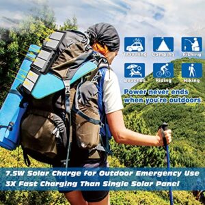 X-DNENG Solar Power Bank, 36000mah Portable Quick Solar Charger with Dual 3A Outputs & Flashlight 3 Solar Panel for Camping, Hiking, Fishing & More Outdoor Activities (Black)