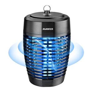 amufer bug zapper outdoor indoor, electric mosquito zapper fly zapper, bug mosquito fly insect traps killer and repellent for home, garden, patio, 4000v high voltage 20w power, ipx44 waterproof