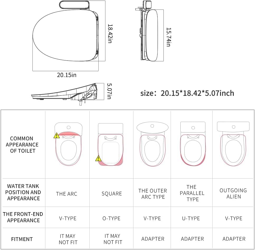 Bejoan Z1 Bidet Toilet Seat Heated Elongated Smart Toilet Seat Electronic Bidet Air Dryer, Instant Unlimited Warm Water, Feminine Wash, Rear and Front Wash, LED Light, Self-Ceaning Nozzle