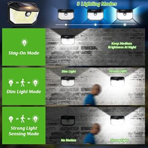 Solar Outdoor Lights - 4 Packs Super Bright 178 LEDs Motion Sensor Wall Lights IP65 Waterproof Solar Powered Security Lights with 270°Wide Angle/3 Modes Lights for Yard Garage Front Door Garden Deck