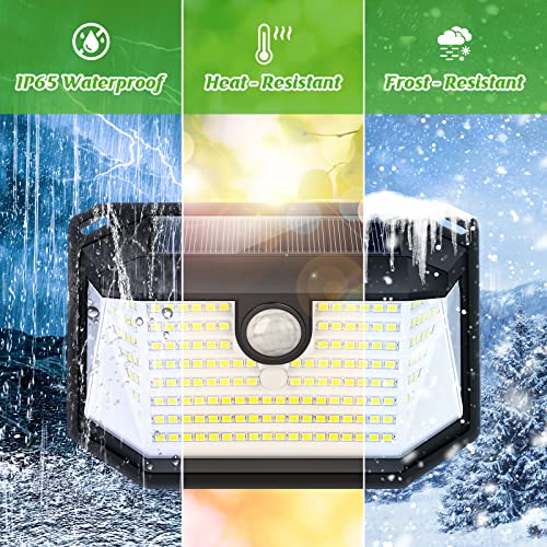 Solar Outdoor Lights - 4 Packs Super Bright 178 LEDs Motion Sensor Wall Lights IP65 Waterproof Solar Powered Security Lights with 270°Wide Angle/3 Modes Lights for Yard Garage Front Door Garden Deck