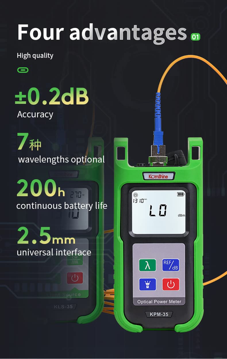 KomShine KPM-35 Optic Fiber Power Meter with Measurement Range -70~+10dBm, Self Calibration Function