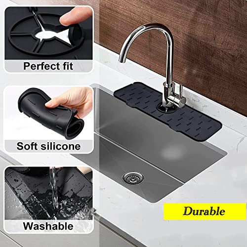 YIIAMOAHC Kitchen Sink Splash Guard, Silicone Faucet Handle Drip Catcher Tray, Faucet Splash Catcher, Silicone Deflector Under The Faucet, Keep Kitchen and Bathroom Sinks Dry