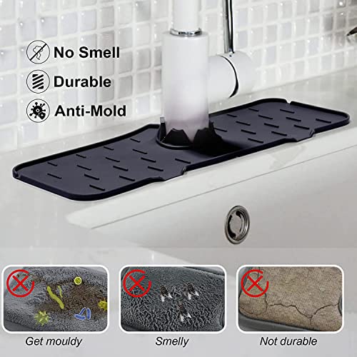 YIIAMOAHC Kitchen Sink Splash Guard, Silicone Faucet Handle Drip Catcher Tray, Faucet Splash Catcher, Silicone Deflector Under The Faucet, Keep Kitchen and Bathroom Sinks Dry