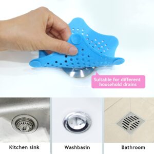 Shower Drain Hair Catcher, Silicone Hair Stopper Hair Catcher with Suction Cup Shower Drain Covers Suit for Bathroom Bathtub and Kitchen Easy to Install and Clean 5 Pack