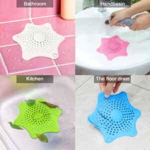 Shower Drain Hair Catcher, Silicone Hair Stopper Hair Catcher with Suction Cup Shower Drain Covers Suit for Bathroom Bathtub and Kitchen Easy to Install and Clean 5 Pack