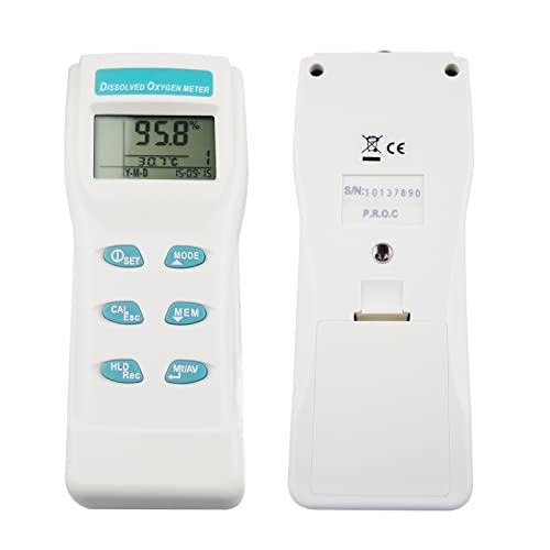 Dissolved Oxygen Meter DO Temperature Tester Water Quality Monitor with Oxygen Electrode for Aquarium, Freshwater, Laboratory, Aquaculture, etc.