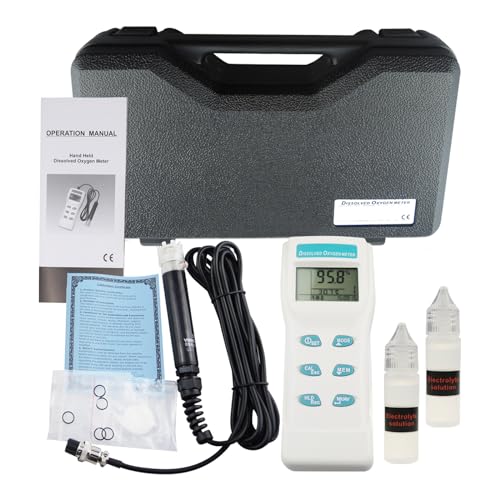 Dissolved Oxygen Meter DO Temperature Tester Water Quality Monitor with Oxygen Electrode for Aquarium, Freshwater, Laboratory, Aquaculture, etc.