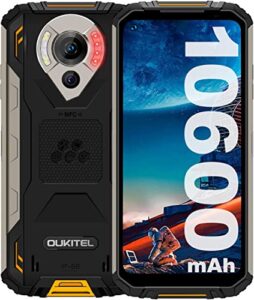 rugged smartphone unlocked cell phone 10600mah battery 128gb+8gb android 11 6.39'' screen 20mp night vision camera dual sim phones ip68 waterproof mobile otg nfc oukitel wp16, orange