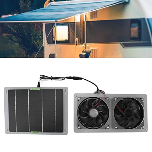 Diydeg Solar Panel Fan Kit, 100W 12V Waterproof Cooling Ventilation Solar Powered Dual Exhaust Fan Set with Cable, Outdoor Portable Mini Ventilator for Small Chicken Coops, Greenhouse, Pet House