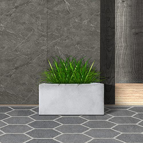 Kante 31.5" L Rectangular Concrete Planters, Outdoor Indoor Modern Plant Pot with Drainage Hole and Rubber Plug for Garden, Patio, Concrete Gray Finish