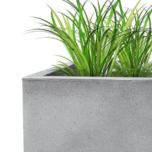 Kante 31.5" L Rectangular Concrete Planters, Outdoor Indoor Modern Plant Pot with Drainage Hole and Rubber Plug for Garden, Patio, Concrete Gray Finish