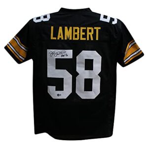 Jack Lambert Autographed/Signed Pro Style Black XL Jersey HOF Beckett