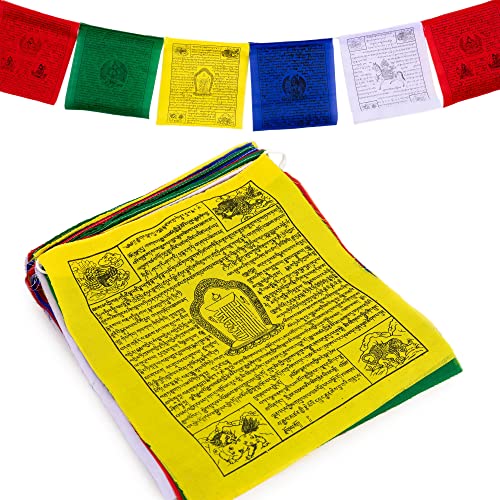 Large Tibetan Prayer Flags - 10" x 12" Traditional Hand Printed Flags | Handmade in Nepal Wind Horse Flags Affirmation [25 Flags]