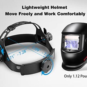 Kuject Auto Darkening Welding Helmet with Welding Gloves, True Color Solar/Battery Powered Welding Hood, Welding Mask With Wide Shade 4/9-13 for MMA TIG MIG MAG Arc Welder Mask