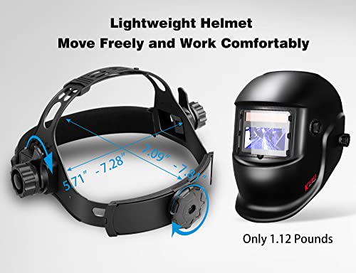 Kuject Auto Darkening Welding Helmet with Welding Gloves, True Color Solar/Battery Powered Welding Hood, Welding Mask With Wide Shade 4/9-13 for MMA TIG MIG MAG Arc Welder Mask