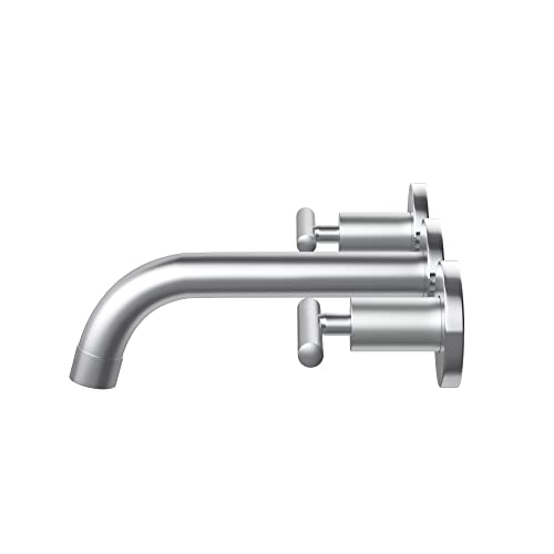 Brasnell Solutions, Brushed Nickel Wall Mounted Tub Faucet - Dual Handle - Brass - Vanity - 3-Hole spout, High Water Pressure - Home Improvement Bathroom DIY