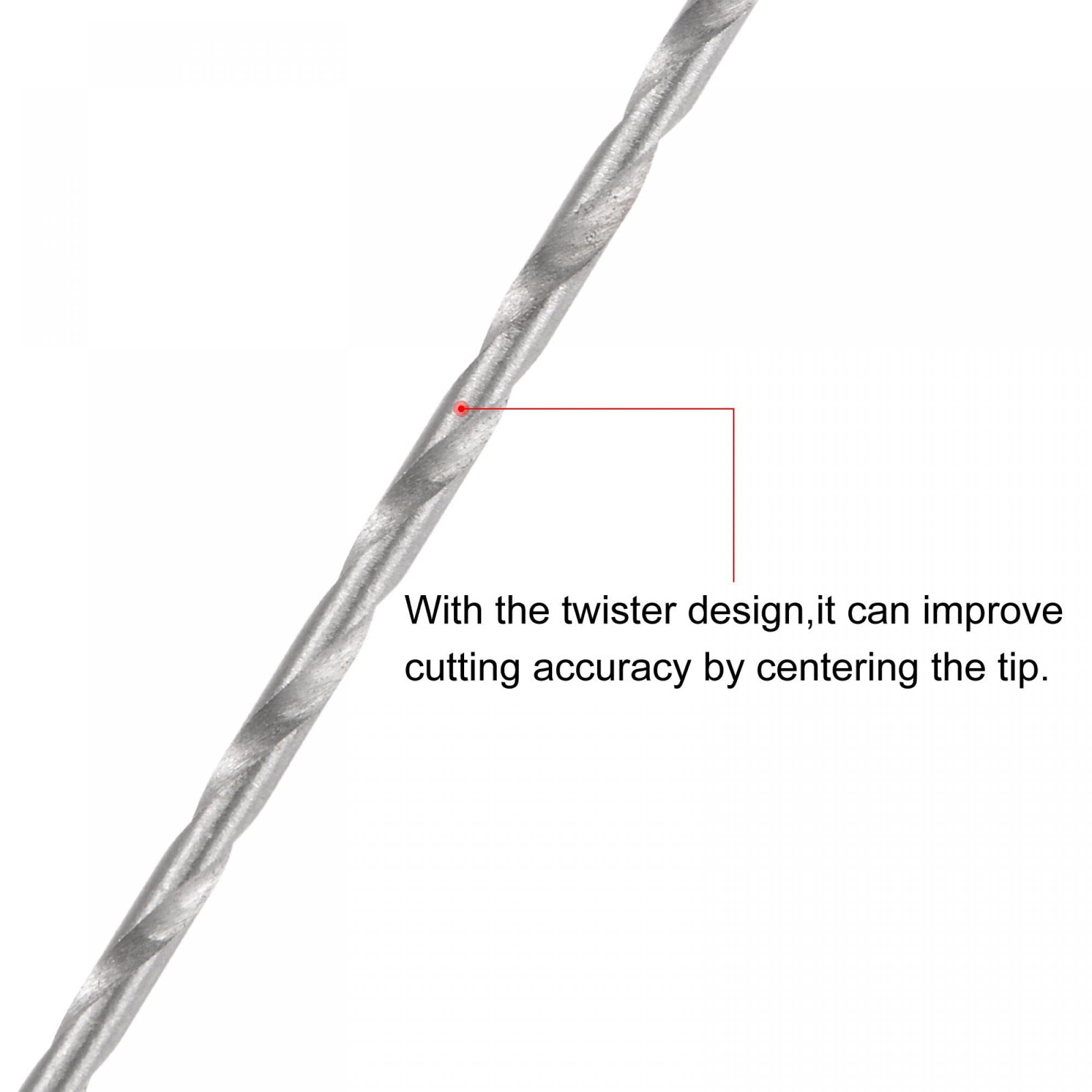 uxcell 10 Pcs 0.8mm Mini Micro Twist Drill Bits, High-Speed Steel Straight Shank Extra Long Drill Bit 80mm for Aluminum Alloy