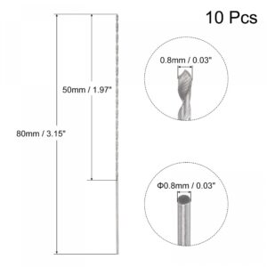 uxcell 10 Pcs 0.8mm Mini Micro Twist Drill Bits, High-Speed Steel Straight Shank Extra Long Drill Bit 80mm for Aluminum Alloy