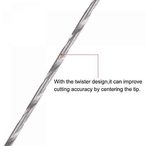 uxcell 20 Pcs 0.5mm Mini Micro Twist Drill Bits, High-Speed Steel Straight Shank Extra Long Drill Bit 80mm for Aluminum Alloy