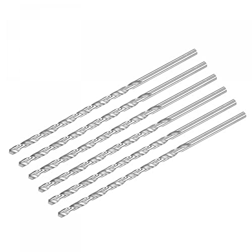 uxcell HSS(High Speed Steel) Extra Long Twist Drill Bits, 6mm Drill Diameter 200mm Length for Hardened Metal Woodwork Plastic Aluminum Alloy 6 Pcs