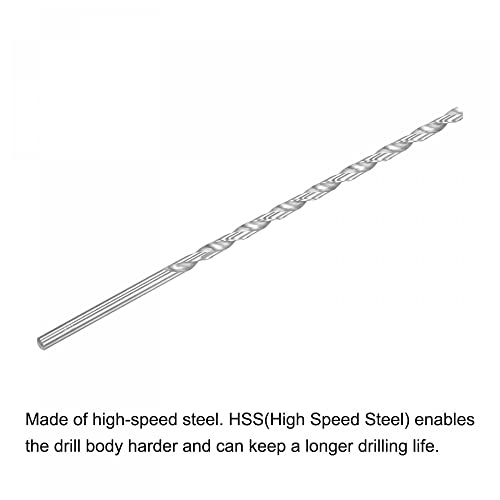 uxcell HSS(High Speed Steel) Extra Long Twist Drill Bits, 6mm Drill Diameter 200mm Length for Hardened Metal Woodwork Plastic Aluminum Alloy 6 Pcs