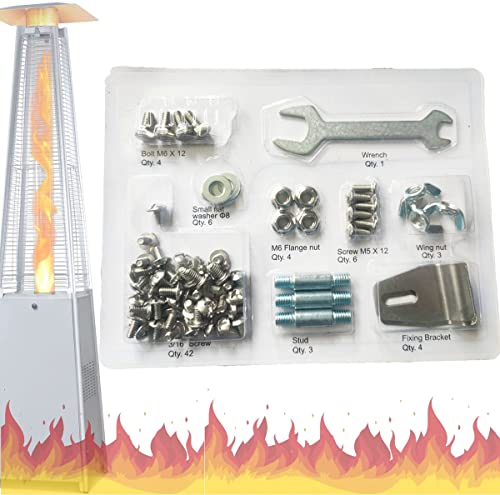 Outdoor Pyramid Propane Patio Heater ​Master Bolt Set - Heater Replacement Hardware Set for Square Glass Tube Patio Heater,polt & Nut & Stud & Wing Nut&fixing Bracket