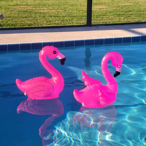 Christmas Pool Floats Lights 2PCS, Solar Flamingo Floating Pool Lights wiht Remote, Inflatable Light Up Flamingo Glow in Dark for Pool Spa Patio, Wedding, Party Christmas Decorations