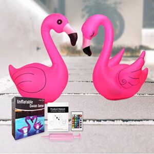 Christmas Pool Floats Lights 2PCS, Solar Flamingo Floating Pool Lights wiht Remote, Inflatable Light Up Flamingo Glow in Dark for Pool Spa Patio, Wedding, Party Christmas Decorations