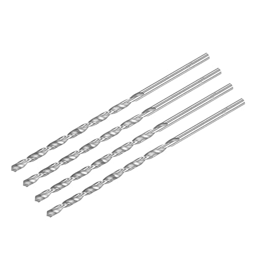 uxcell HSS(High Speed Steel) Extra Long Twist Drill Bits, 5mm Drill Diameter 160mm Length for Hardened Metal Woodwork Plastic Aluminum Alloy 4 Pcs