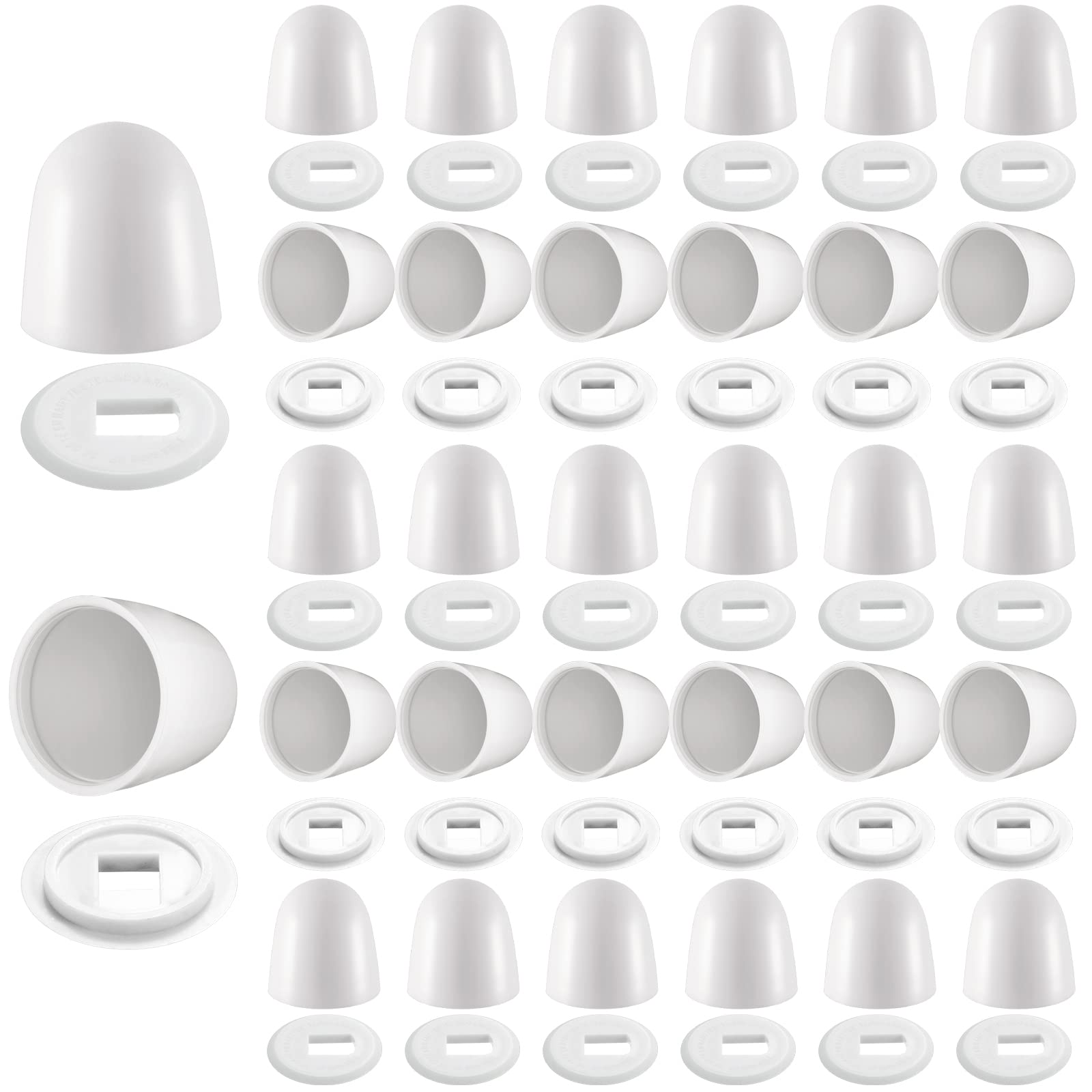 Blulu 32 Pieces Universal Toilet Bolt Caps Plastic Round Push On Toilet Bowl Caps Covers Toilet Seat Floor Caps with Extra Washers for Toilet Bowl Screws, 1.45 Inch Height