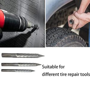 Tire Repair Carbide Cutter, Roujiatk Carbon Steel Nail Mushroom Drill Reamer Bit Carbide Cutter Solid Rotary Burrs Shanks Patch Plug Repair Tools-T3