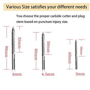 Tire Repair Carbide Cutter, Roujiatk Carbon Steel Nail Mushroom Drill Reamer Bit Carbide Cutter Solid Rotary Burrs Shanks Patch Plug Repair Tools-T3