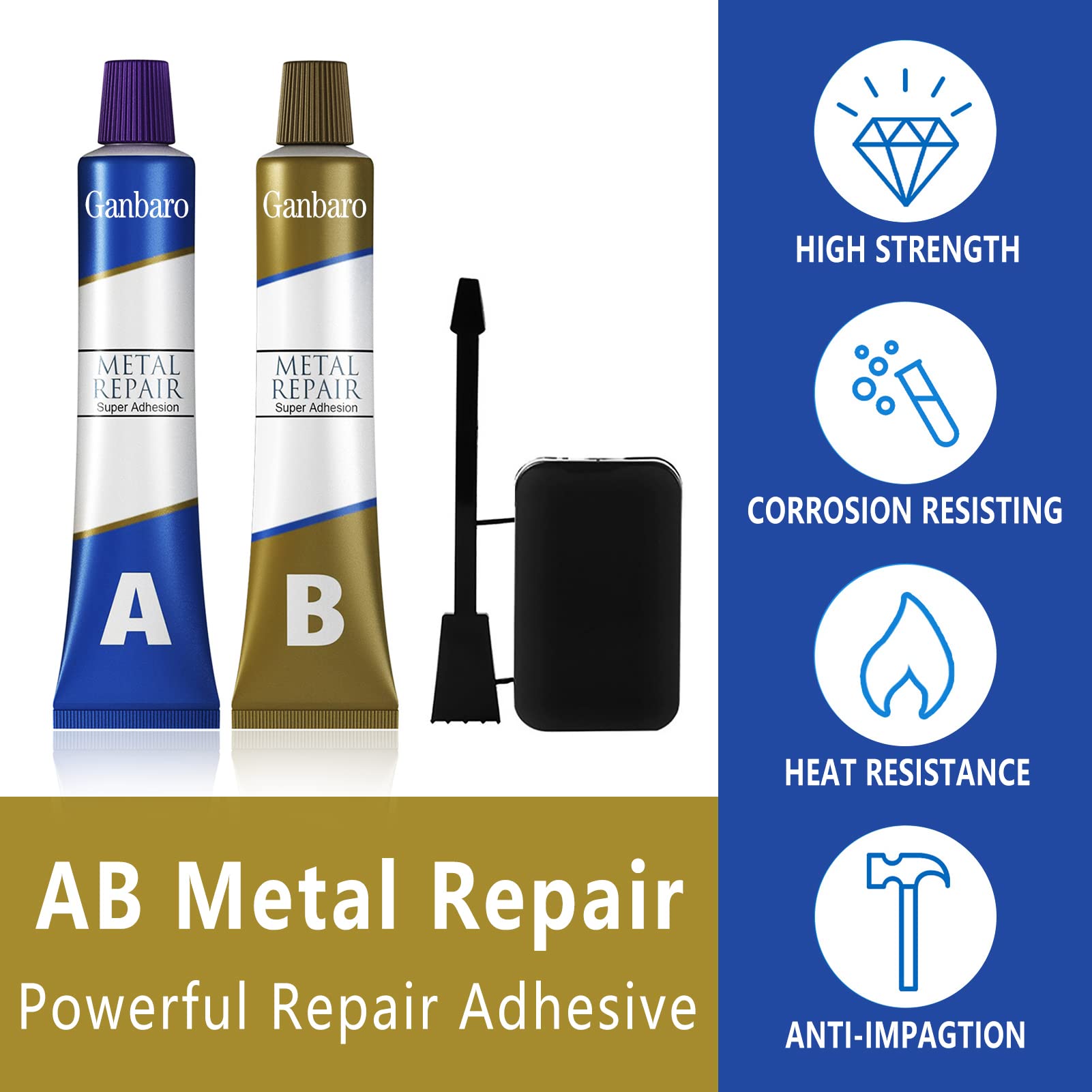 Ganbaro AB Casting Repair Glue, High Temperature Resistant Liquid Metal Welding Filler, Metal Repair Glue for Metal Casting Defect (100g)