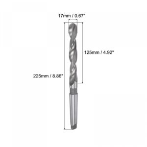 uxcell 17mm High-Speed Steel Twist Bit Extra Long Drill Bit with MT2 Morse Taper Shank, 225mm Overall Length