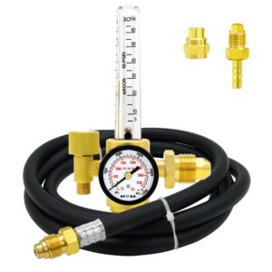 oyhbo argon/co2 mig tig flow meter gas regulator gauge with 6.59ft gas hose welding welder