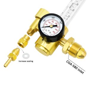 OYHBO Argon/CO2 Mig Tig Flow Meter Gas Regulator Gauge With 6.59FT Gas Hose Welding Welder