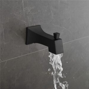 Weirun Shower System Faucet Set Replacement Part Bathroom Bathtub Water Outlet Bath Square Slip-On Diverter Tub Spout for 1/2 inch Copper Tube Matte Black