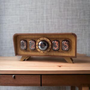 handmade nixie tube clock in-12 - made in ukraine - vintage retro table clock - wooden desk nixie tube clock